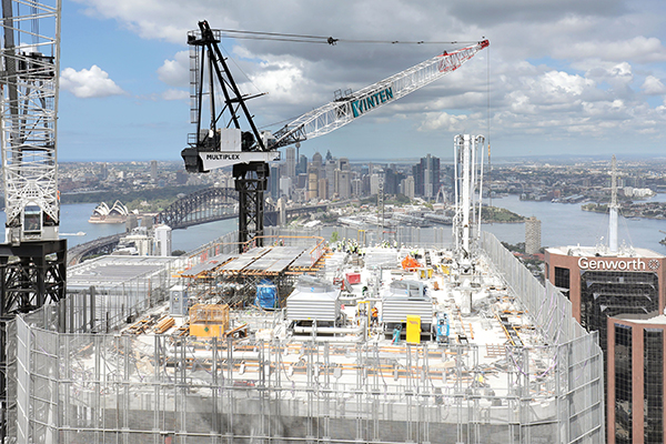 Multiplex tower cranes top out $1.2B office tower - Cranes & Lifting
